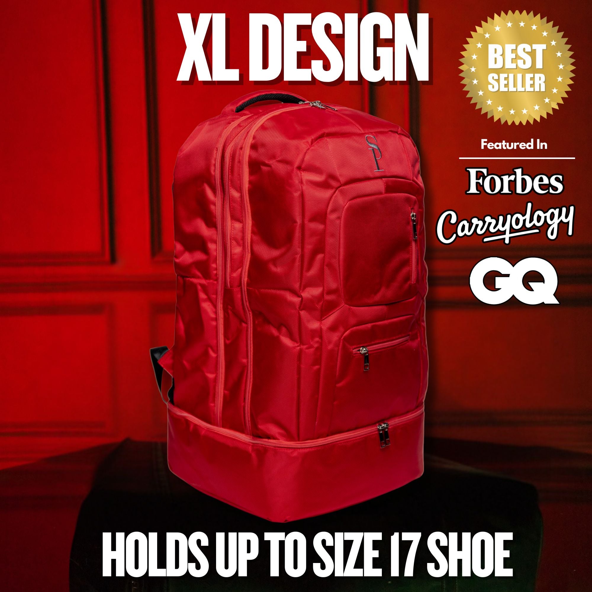 Red Polyester Patented Carry-On (XL Design) *Holds Size 17 (Only 300 M