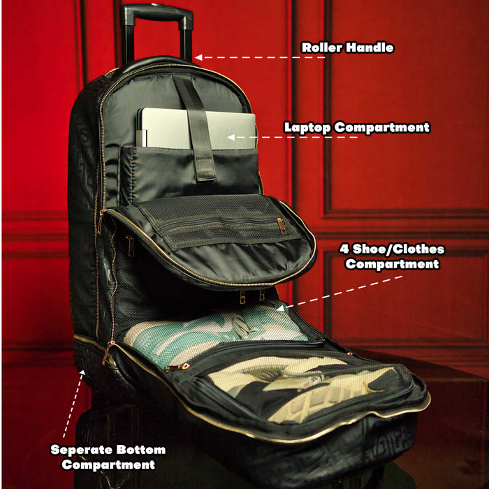 Red Leather Carry-On Patented Roller Bag