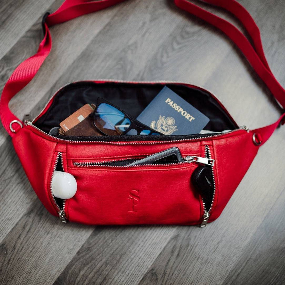 Red Leather Sling Bag