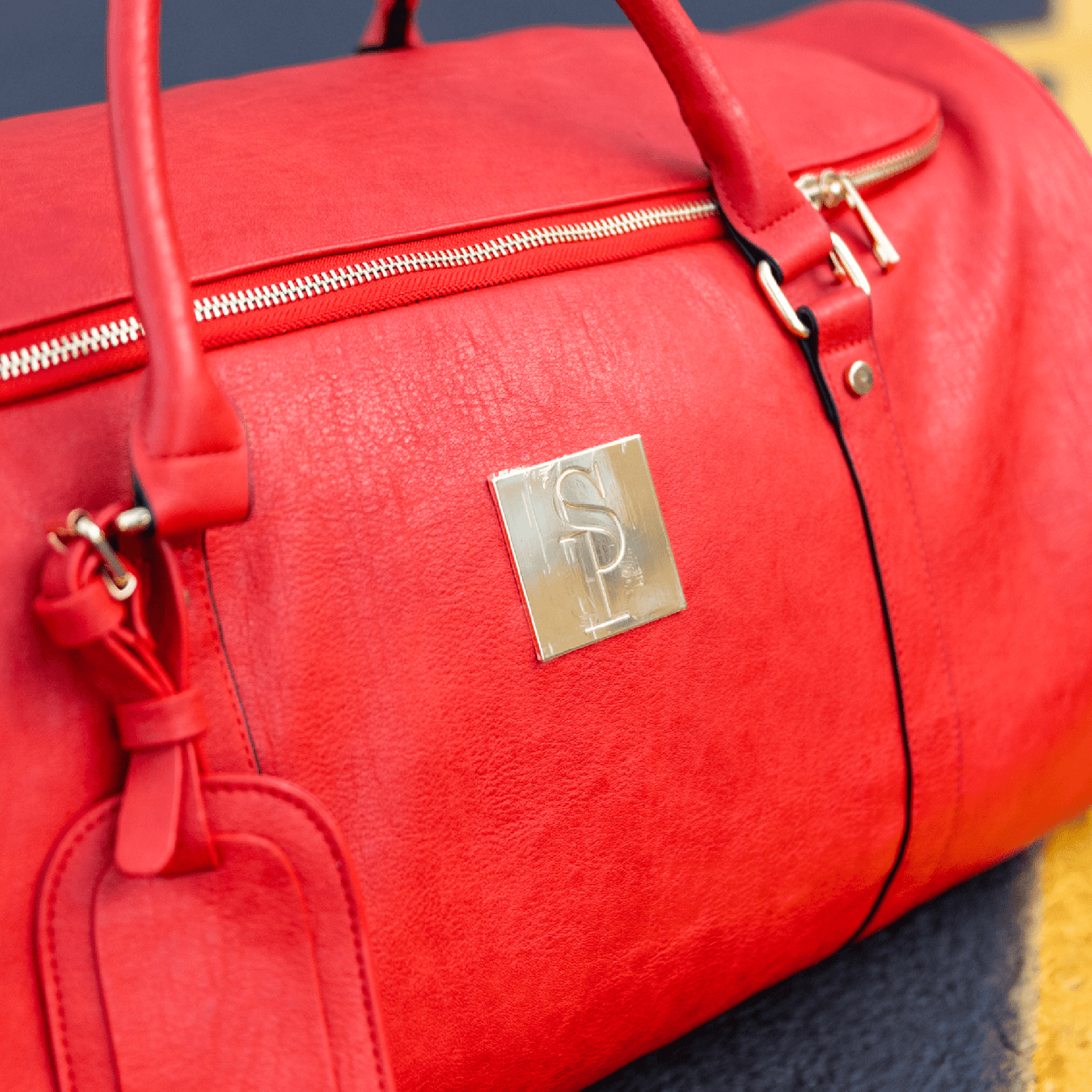 Red Tumbled Leather Duffle Bag (Luxury Weekender Travel Bag)
