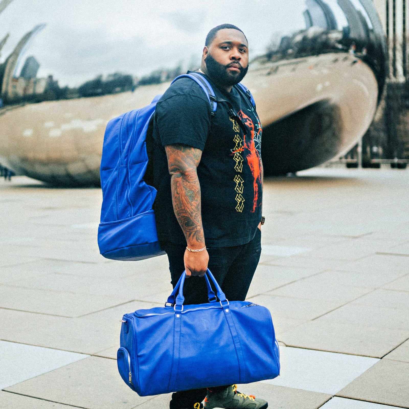 Royal Blue Leather Duffle Bag (Unbreakable Collab) 150 Made | Sole Premise